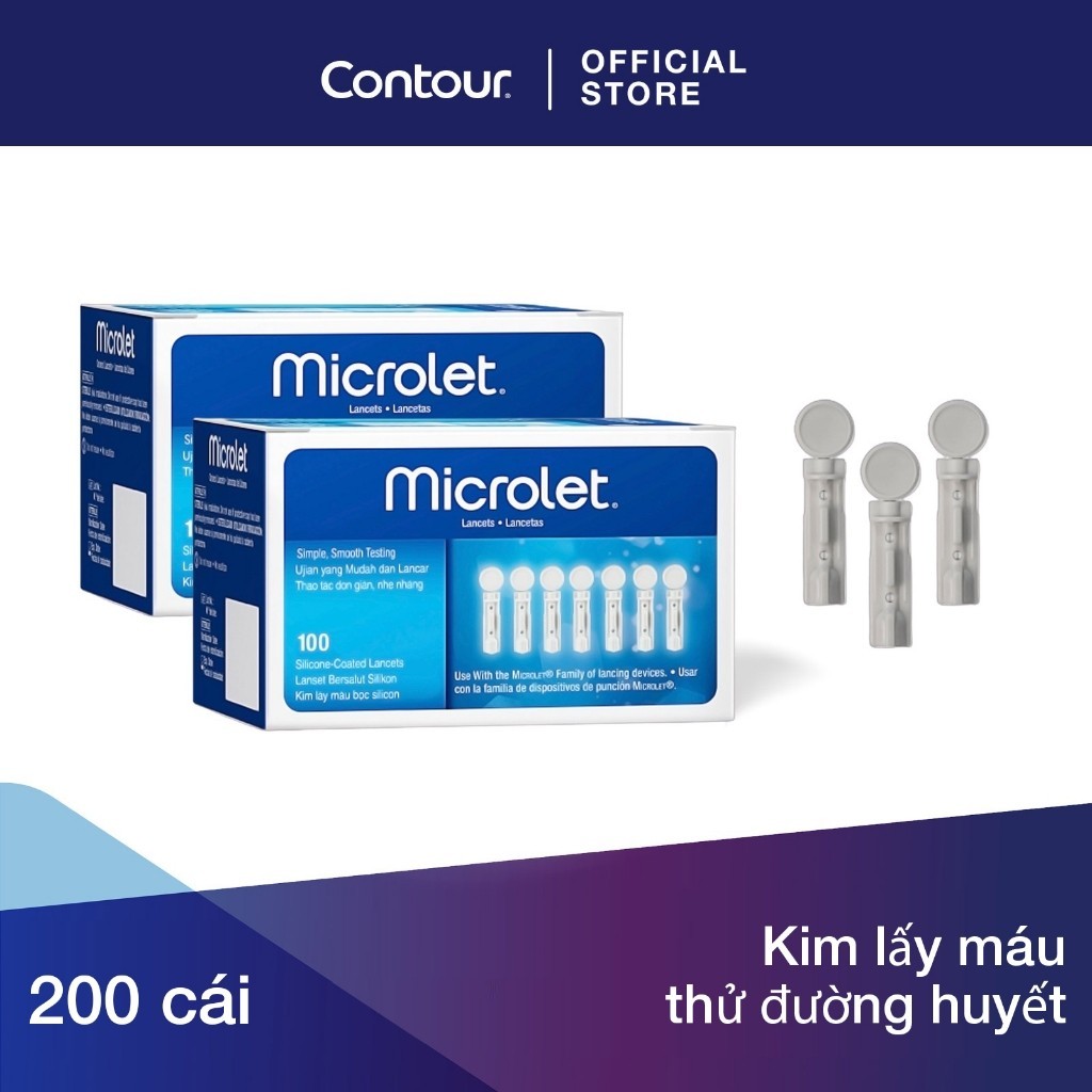 Contour x Microlet Kim lấy máu thử đường huyết (200/hộp) | Shopee Việt Nam