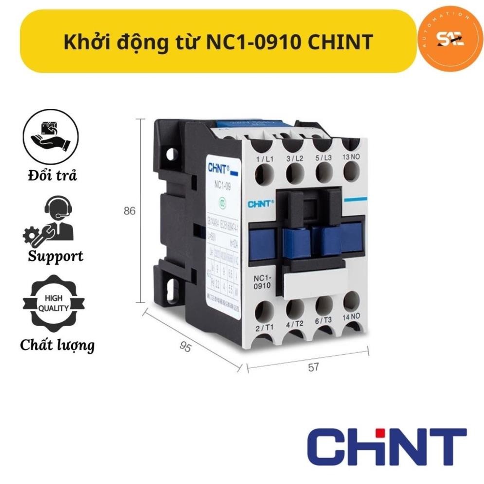 Khởi động từ 3P Chint NC1-0910, Contactor 9A hàng chính hãng chịu tải ...