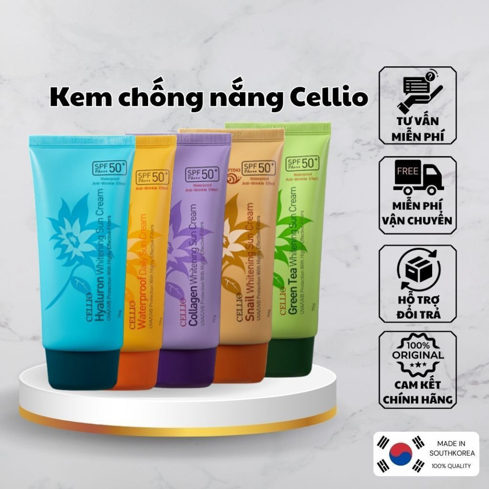 Kem chống nắng Cellio Hàn Quốc SPF 50 PA+++ Green Tea, Collagen ...