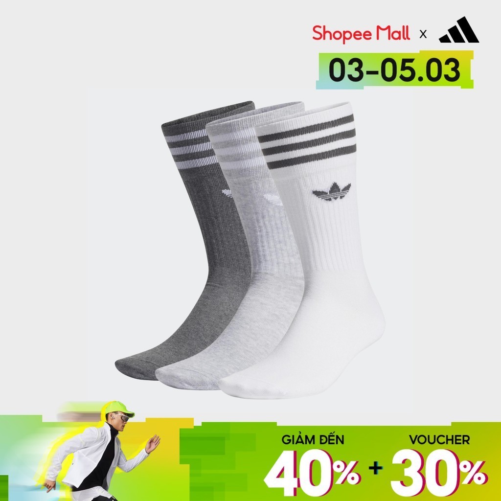 [3-5.3, VOUCHER 35%] adidas Phong cách sống Bộ 3 đôi tất cao cổ Unisex ...