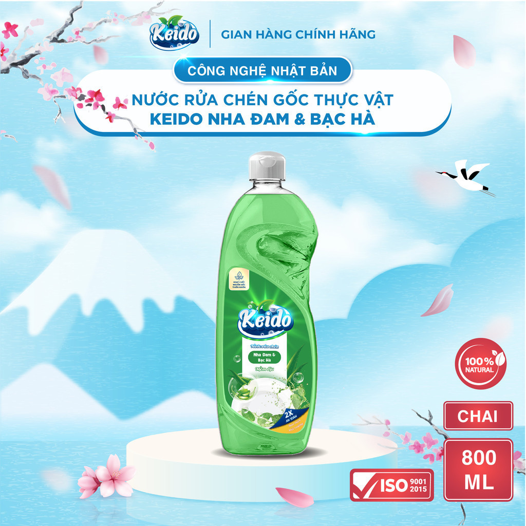 Nước Rửa Chén Bát KEIDO chiết xuất Thiên Nhiên Chai 800ml (Tinh dầu Bạc Hà - Nha Đam) | Shopee ...