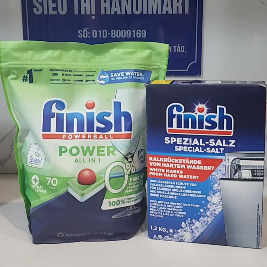 70 Viên Finish Eco + Muối finish 1.2kg, Viên rửa bát Finish Powerball ...