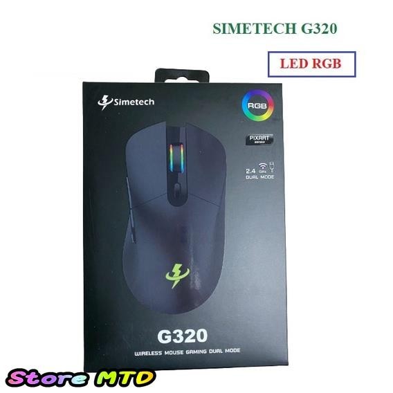 Mouse ko dây SIMETECH G320 Led RGB Black Wireless (Pin sạc, Công tắc, 6 ...