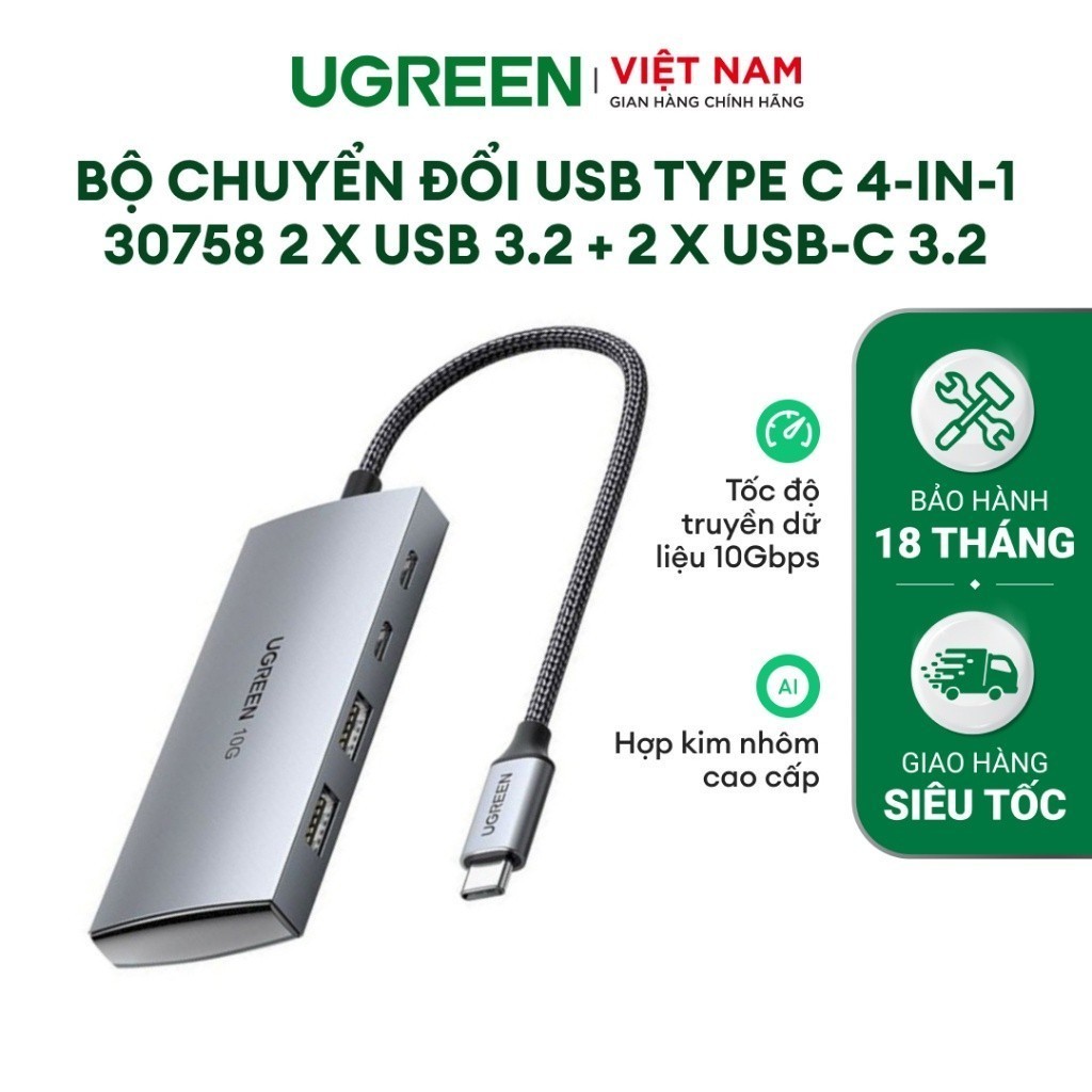 Hub chia USB 4-in-1 Type-C ra 2 USB Type-C và 2 USB Type-A 3.1 UGREEN ...