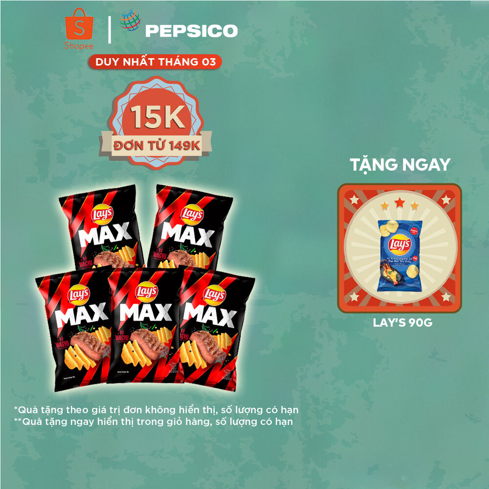Combo 5 gói Snack Khoai Tây Lay's Max Vị Bò Wagyu (5 x 75g/gói ...