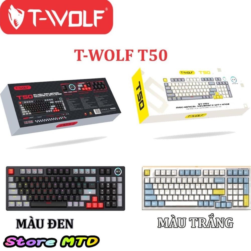 Keyboard Cơ Gaming T-Wolf T50 97 Phím 2 Màu Trắng Và Đen (Bảo hành 12 ...