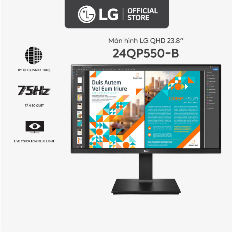 [ Màn hình LG 24QP550-B 238'' QHD IPS 75Hz AMD FreeSync™ HDR10 sRGB 99% ...