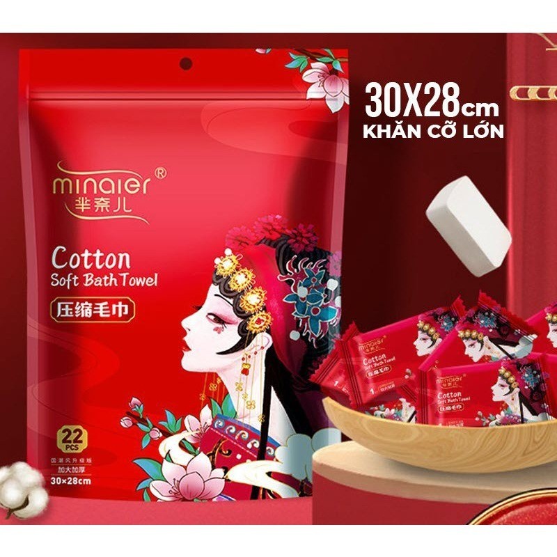 Khăn giấy nén lau mặt, khăn tắm Nén Nội Địa Trung Cao Cấp Minaier - Khăn Dày 2 Lớp - Mang Đi Du ...