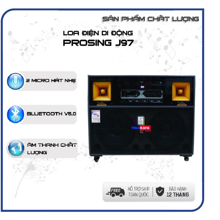 LOA ĐIỆN DI ĐỘNG PROSING J97 CHÍNH HÃNG, 2 MICRO UHF CAO CẤP, FULL BỘ ...