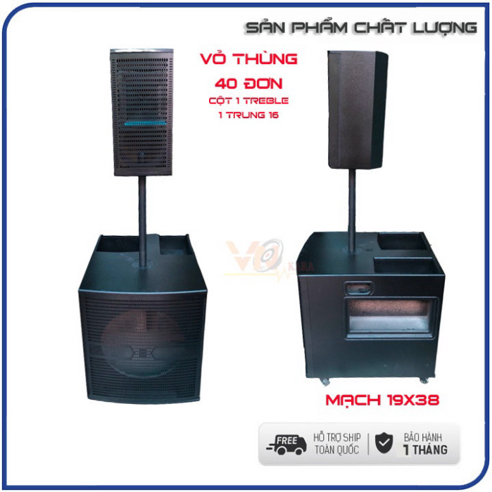 Vỏ thùng loa kéo 40 đơn, lắp ráp loa cột, 1 bass 40 + 1 treble + 1 loa trung 16cm, loại đẹp ...