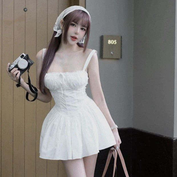 Đầm Xòe Thiết Kế Hai Dây Cột Nơ MPB Phong Cách Tiểu Thư CC0028 TEROMI ...