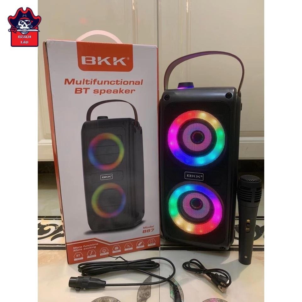 Loa bluetooth karaoke BKK B87/B87A có led đổi màu, tặng kèm micro hát ...