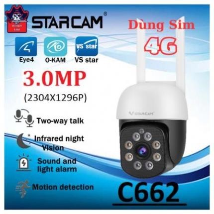 CAMERA STARCAM 3MP C662 - DÙNG SIM 4G CHÍNH HÃNG Bảo hành 12 Tháng | Shopee Việt Nam