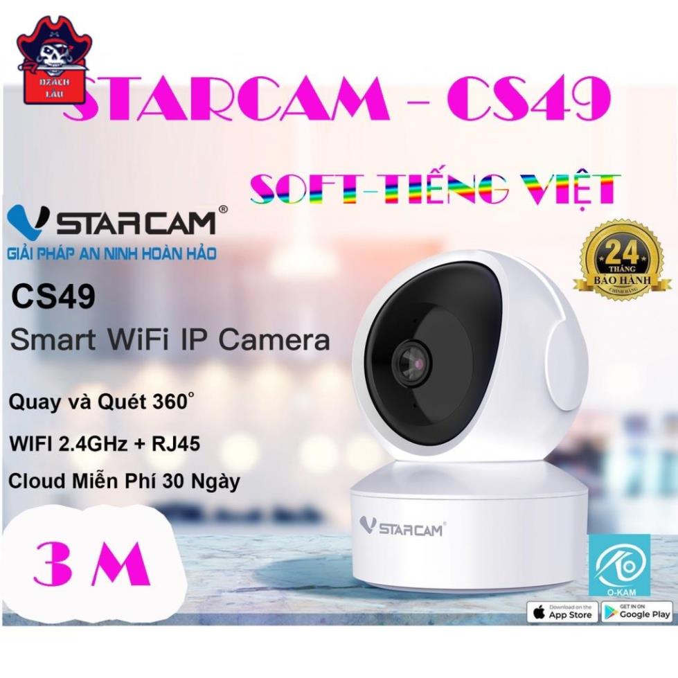 Camera IP Wifi STARCAM CS49 3MP Robo Chính hãng (Đàm thoại 2 chiều ...