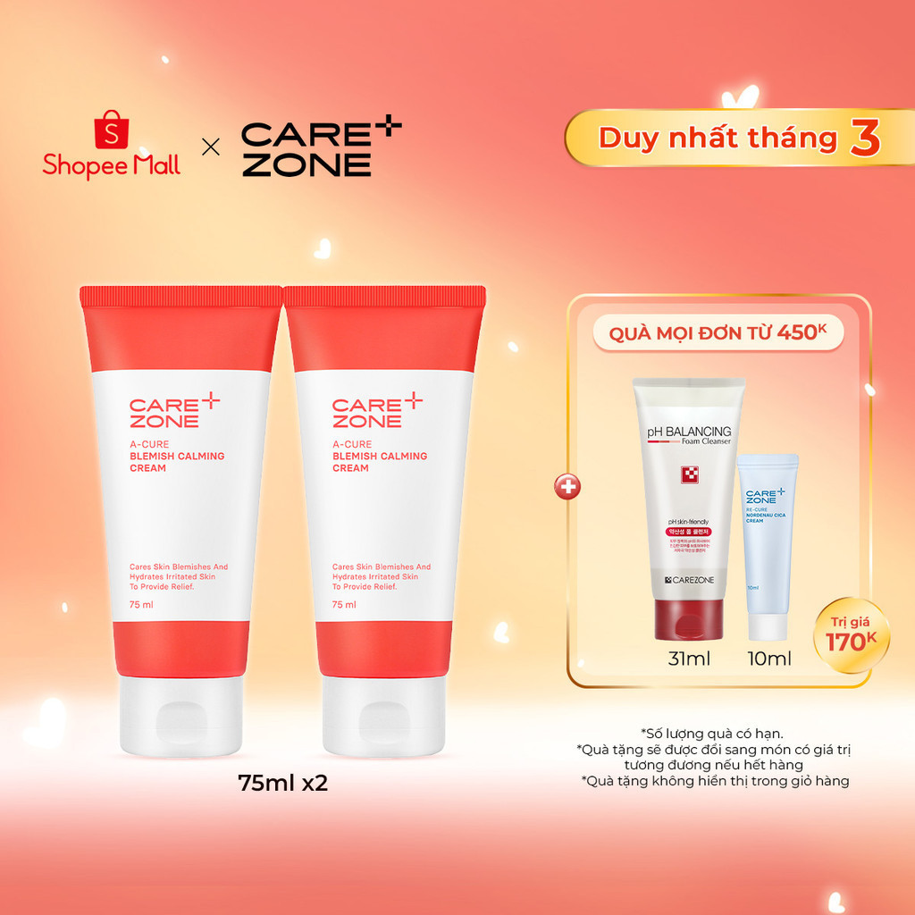 Combo 1+1 Kem Dưỡng làm dịu cho da mụn CAREZONE A-Cure Blemish Calming Cream 75mlx2 | Shopee ...