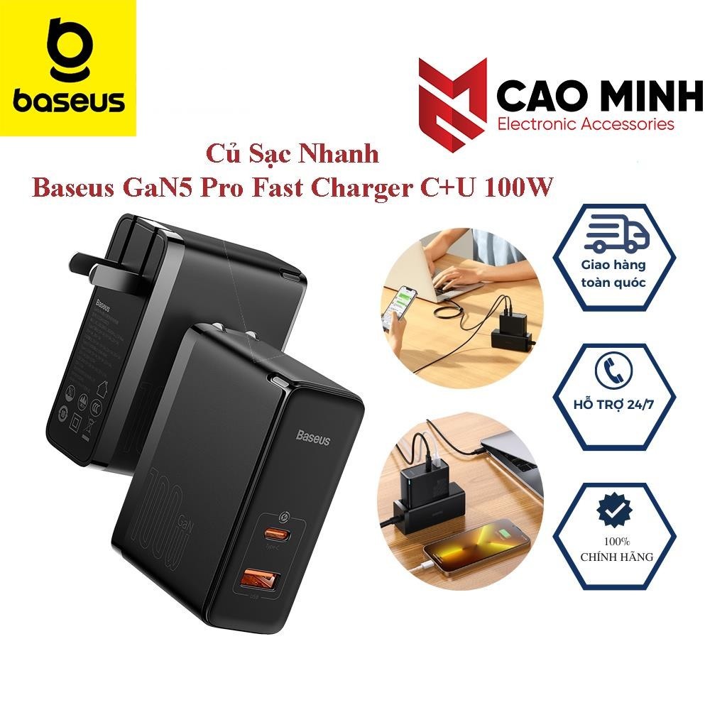 Củ sạc nhanh Baseus GaN5 Pro Fast Charger C+U 100W cao cấp, hàng chính hãng - Cao Minh Plus ...