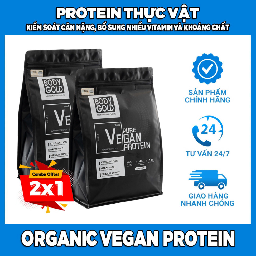 Combo 2 túi Sữa Tăng Cơ Tăng Cân - Organic Vegan Pure Protein Body Gold ...