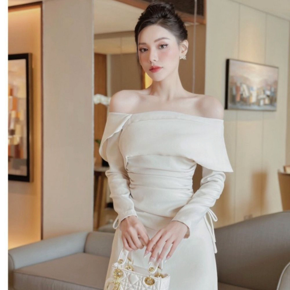 Váy Đầm Nữ Dáng Dài Trễ Vai Nhúng Hông Chống Nhăn Tôn Dáng Ana' DRESS ...