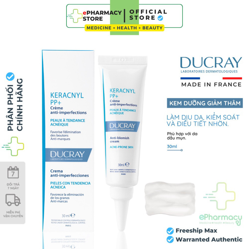 Kem dưỡng Ducray Keracnyl PP Anti-blemish soothing cream 30ml | Shopee ...
