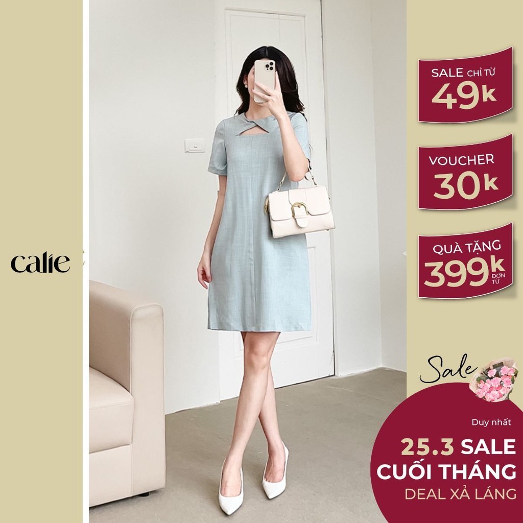 Váy nữ suông xoắn ngực trẻ trung CALIE VS020 | Shopee Việt Nam