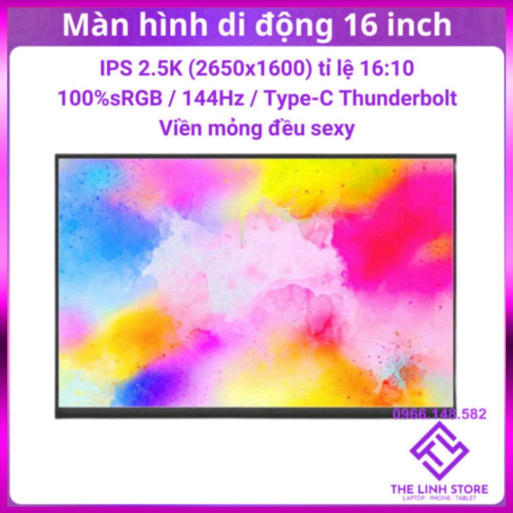 Màn hình di động 16 inch dải màu 100%sRGB 2.5K 144Hz Type-C Thunderbolt - Tặng kèm bao da ...