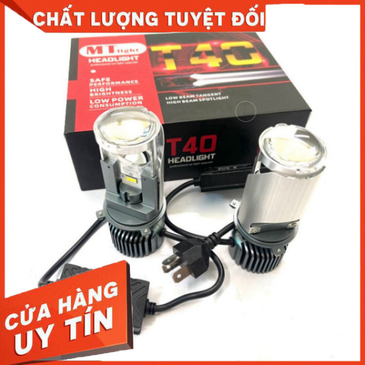 Đèn Led Pha Bi Cầu Mini T40 75W Chân H4 xe con mô tô - bản 2024 Bảo ...