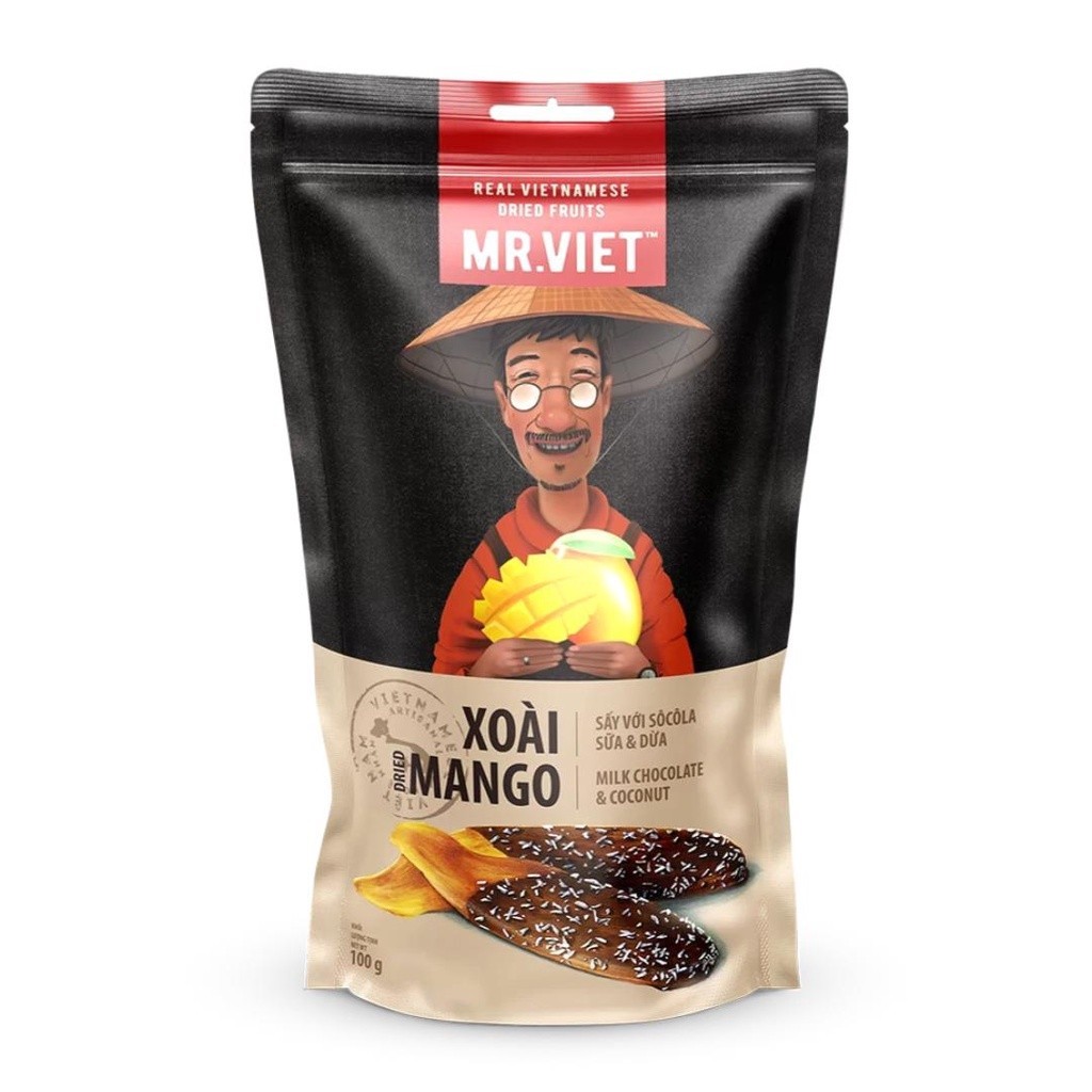 (ShipHỏaTốc) MR. VIET - Xoài Sấy Với Socola Sữa & Dừa, Dried Mango with Milk Chocolate & Coconut ...