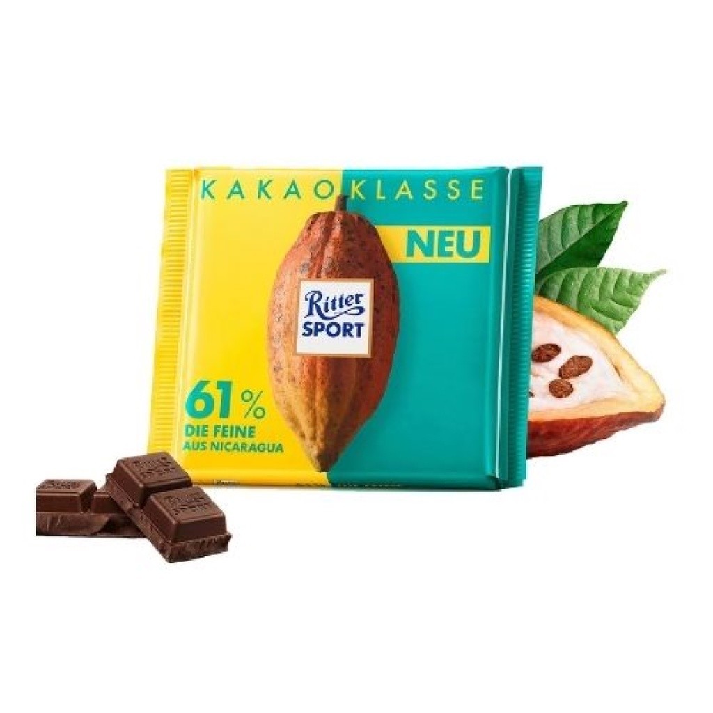 (ShipHỏaTốc) RITTER SPORT - Socola Đắng 61% Cacao, 61% Fine with Cocoa ...
