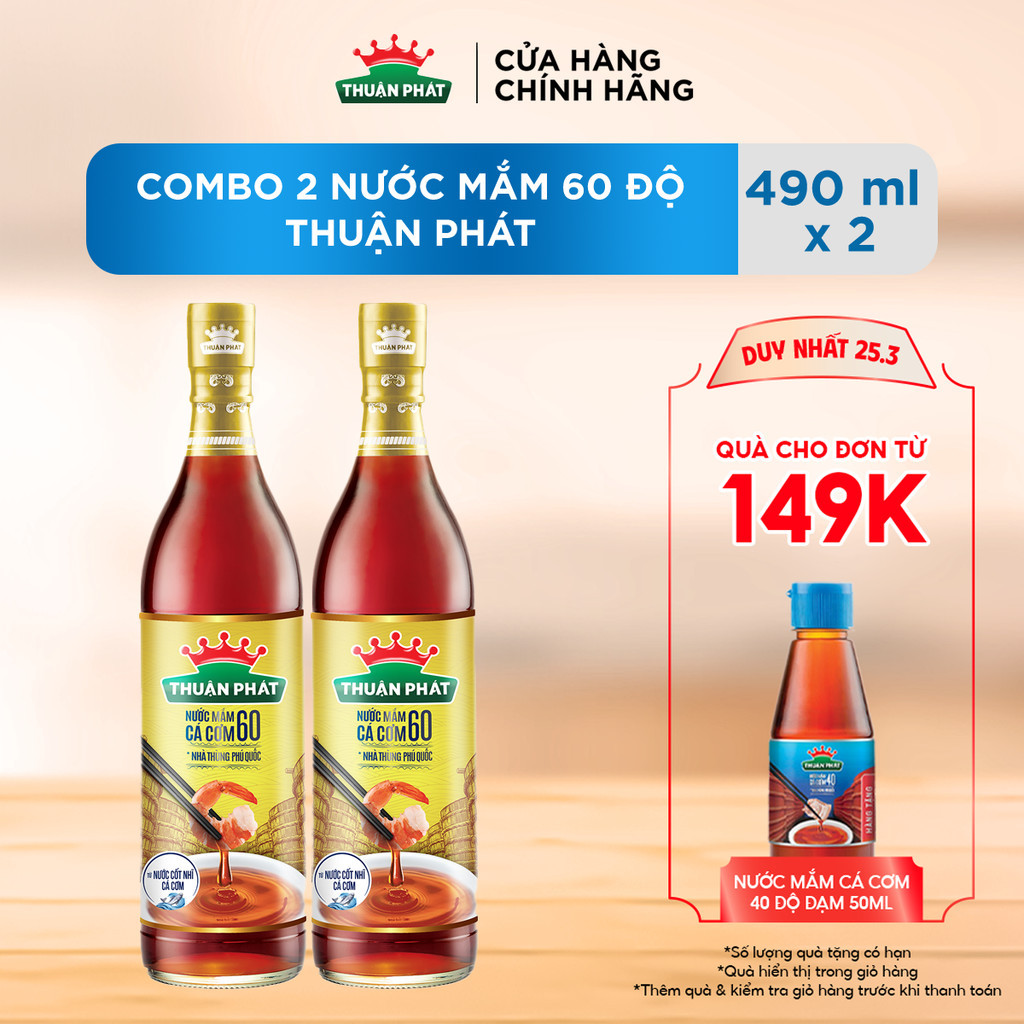 Combo 2 Nước mắm cá cơm Thuận Phát 60 độ đạm 490ml - Từ 3 loại cá cơm Phú Quốc | Shopee Việt Nam