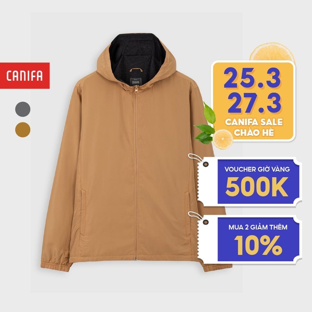 Áo khoác gió nam CANIFA 2 lớp có mũ, mở khóa thân trước, túi 2 bên ...
