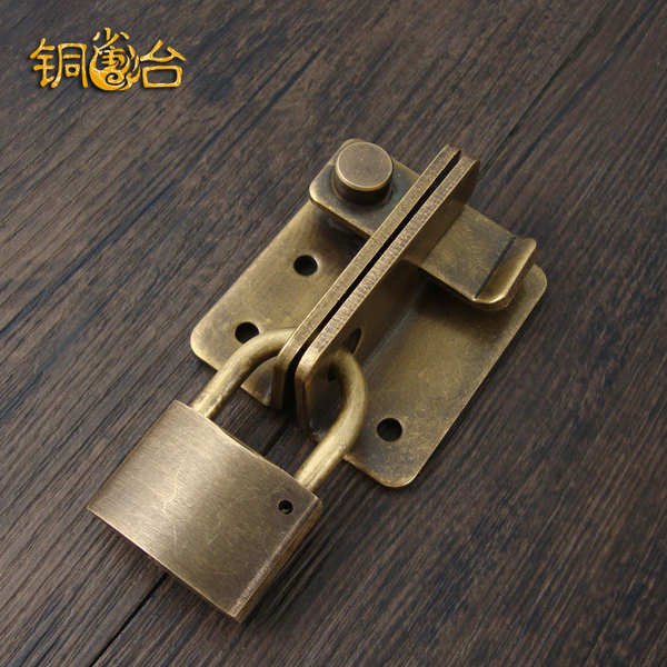 Old style wooden door copper lock buckle Chinese home sliding latch ...