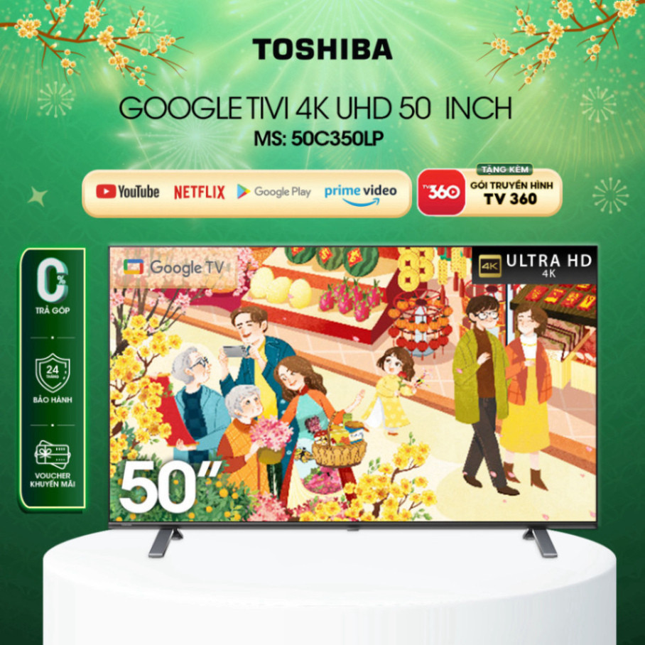 [ Google Tivi TOSHIBA 50 inch 50C350LP, Smart TV Màn Hình LED 4K UHD ...
