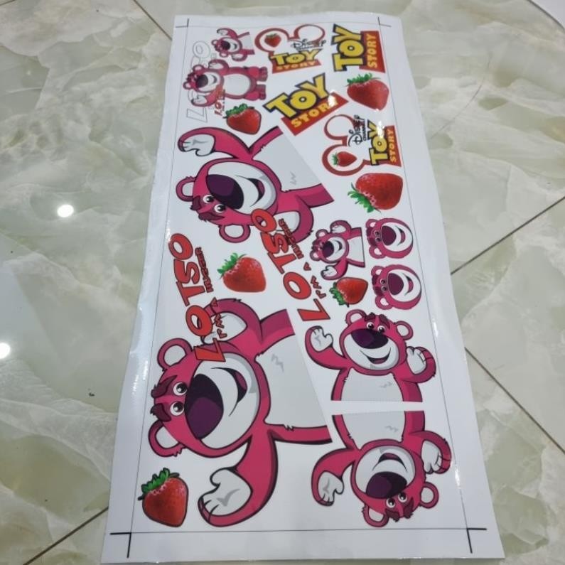 Tem set gấu dâu lotso dán trang trí xe máy kích thước 20x60cm - Tem 3 ...