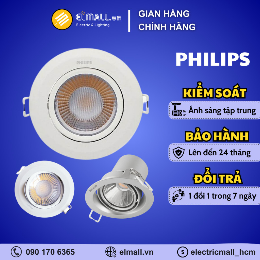 Đèn led spotlight Philips RS100B 3W, 6W, 9W, đèn led âm trần chiếu điểm chính hãng Philips ...