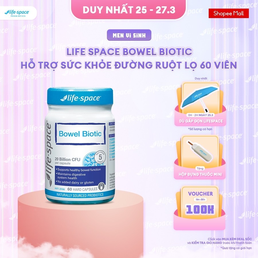Men vi sinh Life Space Bowel Biotic hỗ trợ sức khỏe đường ruột lọ 60 ...