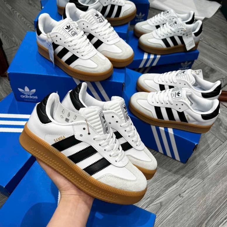 Giày sneaker cổ thấp adidas samba classic OG trắng 3 sọc đen đế cao đế ...