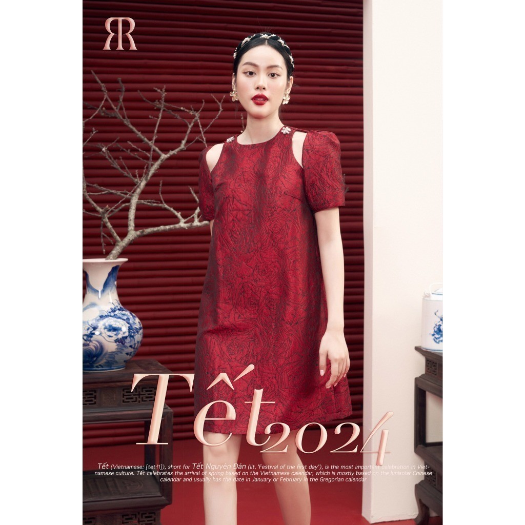 RẬP - Đầm Thân Suông Cổ Tròn Đính Đá Khoét Vai - CHIC 01 ĐỎ - FS | Shopee Việt Nam