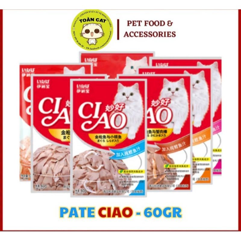 Combo 10 gói Pate Ciao 60g cho mèo mọi lứa tuổi thơm ngon, đủ vị. | Shopee Việt Nam