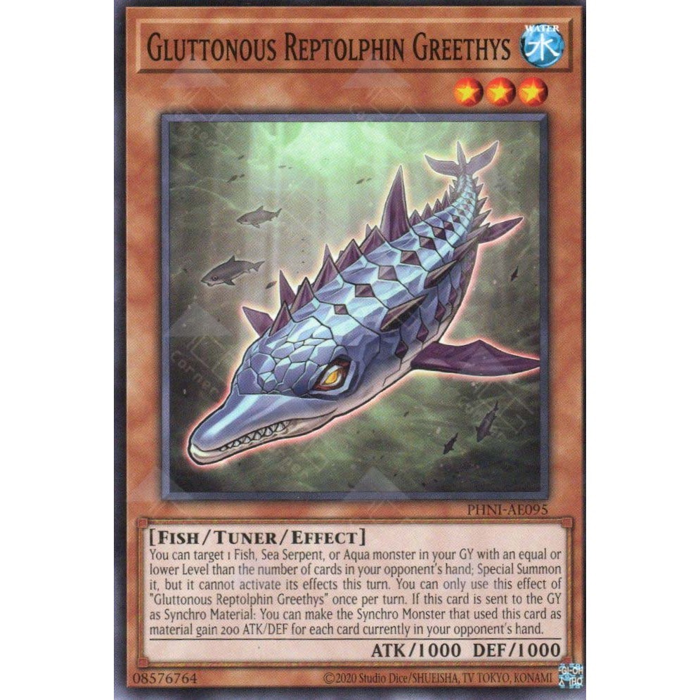 [ Bài Yugioh Chính Hãng ] PHNI-AE095 Gluttonous Reptolphin Greethys ...