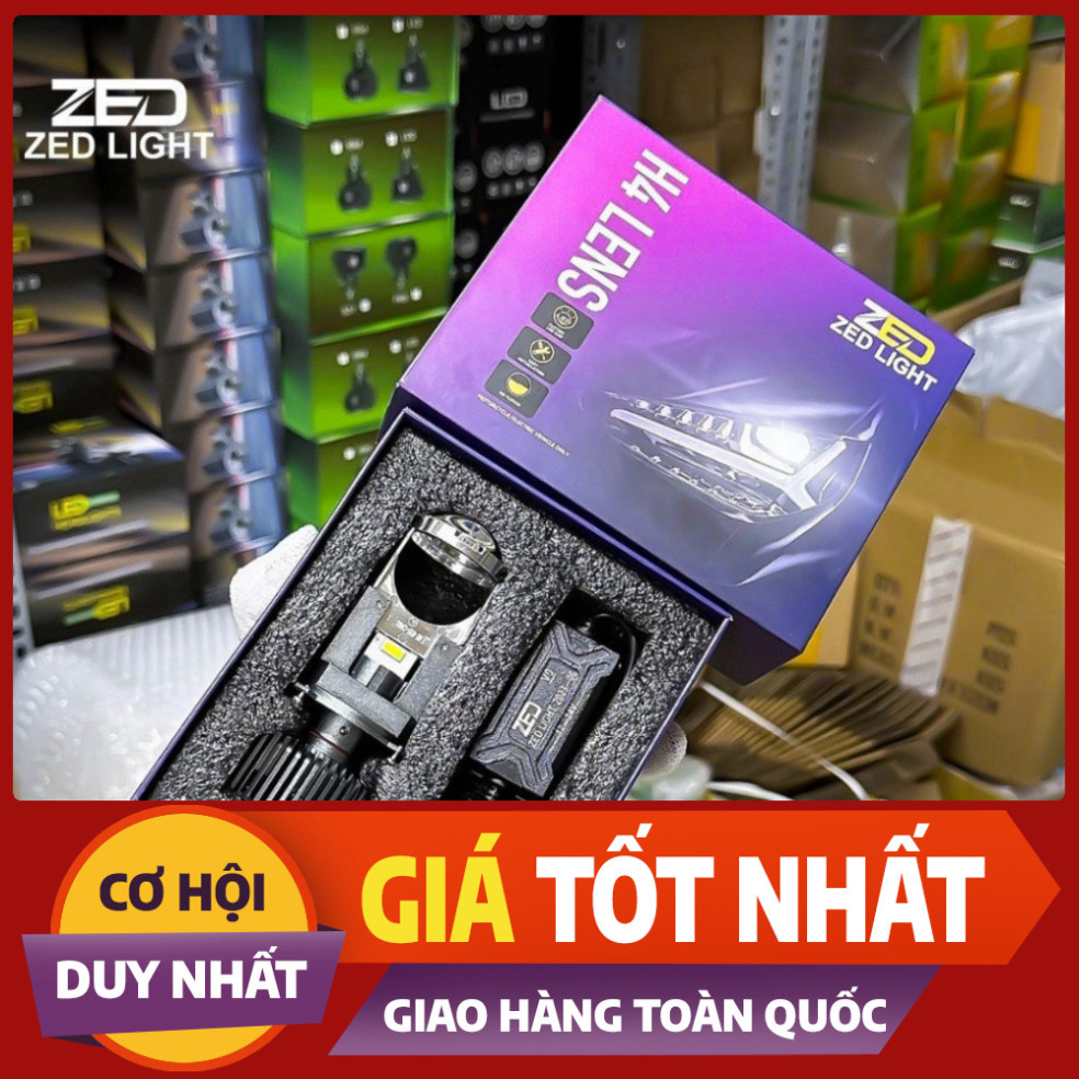 Bóng Led Pha Bi Cầu Mini Siêu Sáng V9 Zedlight 60W Chân H4 Lắp xe gắn máy xe con BH 24 Tháng ...