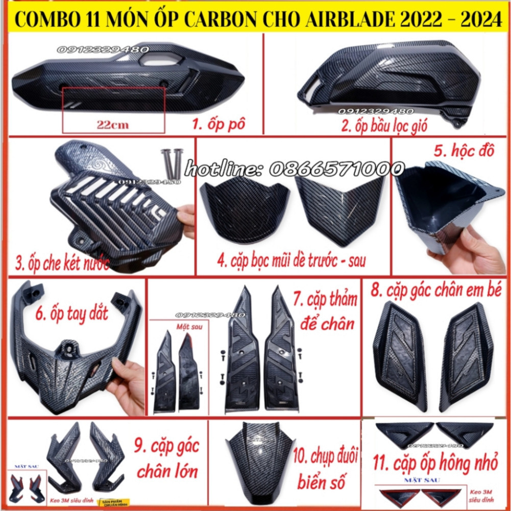 Full Bộ Ốp Trang Trí cho Honda AirBlade 2022 – 2024 (AB 2022 - AB 2023 - AB 2024) AB 125/160 Ốp ...