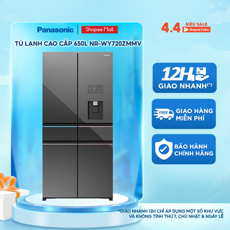 Tủ Lạnh Cao Cấp Panasonic 650L NR-WY720ZMMV - Vô hiệu hóa vi khuẩn 99,99% - Cấp Đông Mềm - Lấy ...