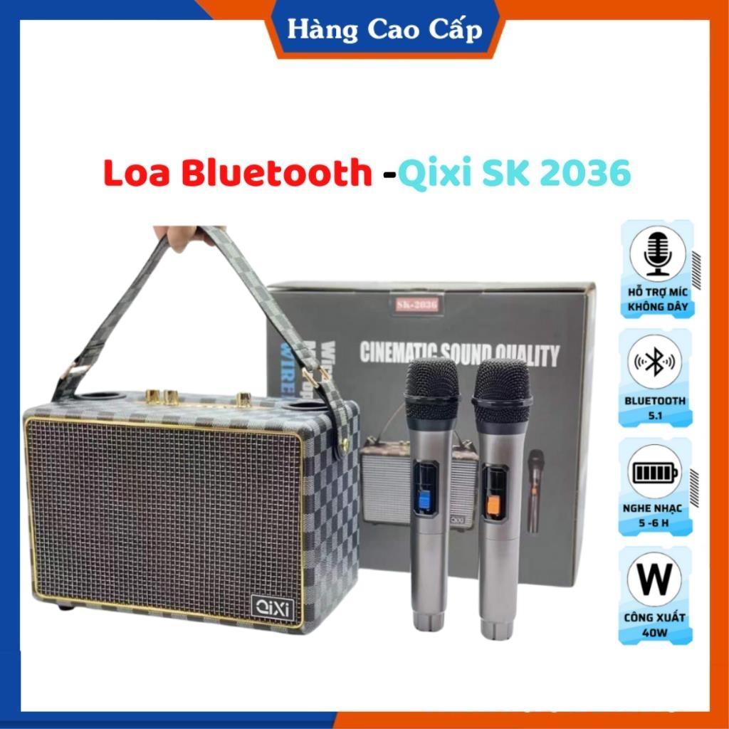 Loa bluetooth karaoke tặng kèm 2 mic và sticker,loa karaoke không dây ...