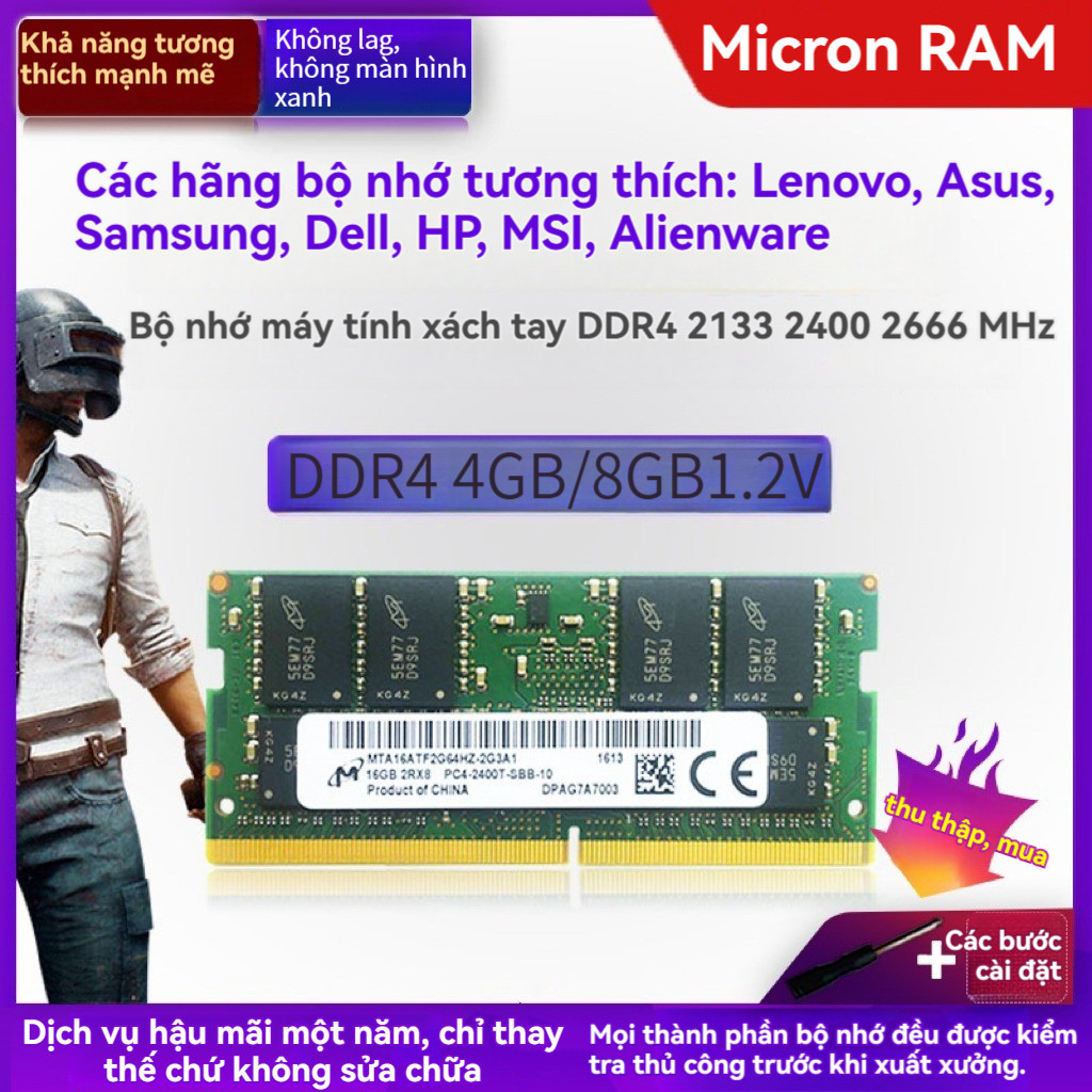 Micron RAM DDR4 2133/2400/2666MHz 4GB/8GB bus/PC4 phù hợp cho laptop (Chính hãng. Bảo hành 3 năm ...