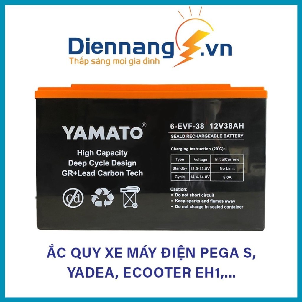 Ắc Quy Xe Máy Điện YAMATO 6-EVF-38 Size Dài, Nặng 9.4kg, Bình Xe Máy ...