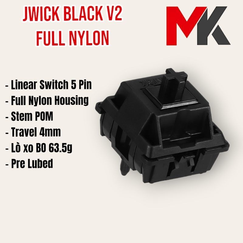 5 công tắc bàn phím cơ Jwick Black V2 Full Nylon 58.5g linear | Shopee ...