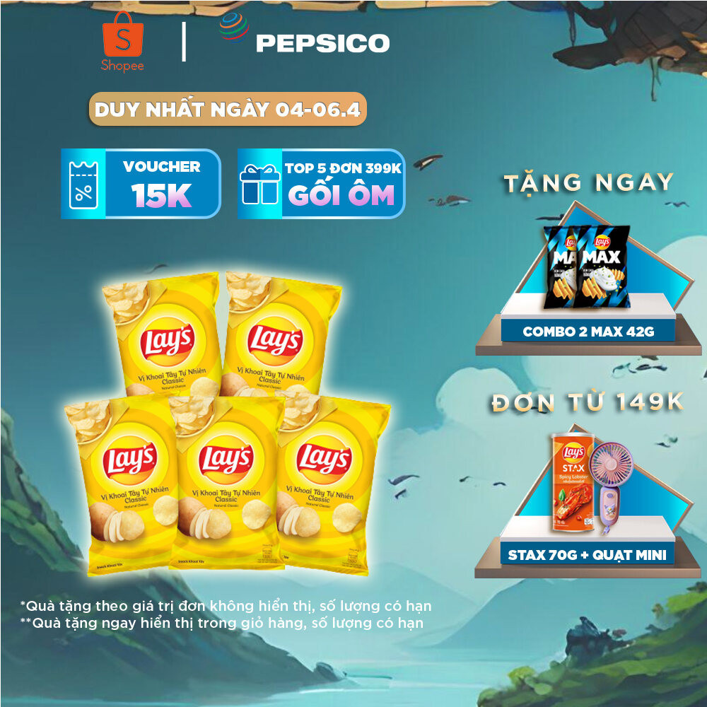 Combo 5 gói Snack Khoai Tây Lay’s Vị Khoai Tây Tự Nhiên Classic (5 x ...