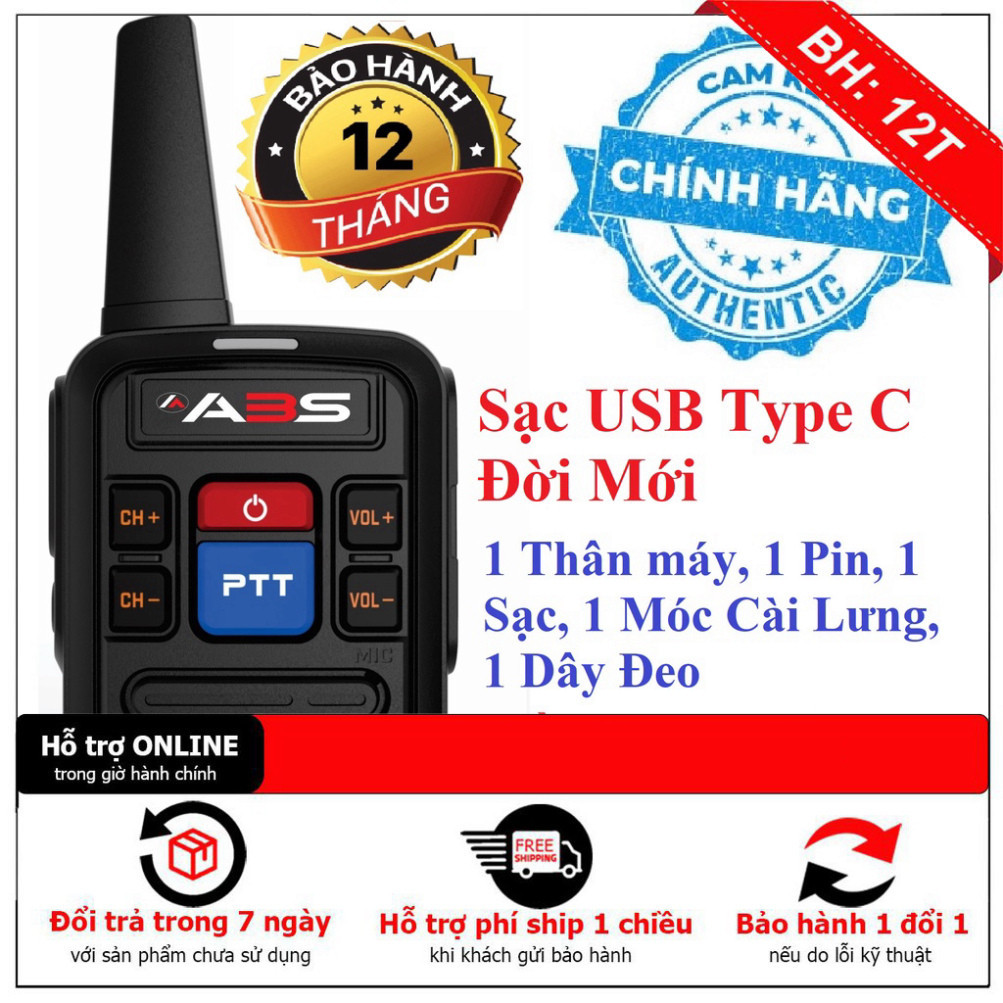 {loại 1} Bộ đàm siêu nhỏ chất lượng khủng ABS GP800 (2 Phím bấm PTT, Sạc USB Type C) | Shopee ...