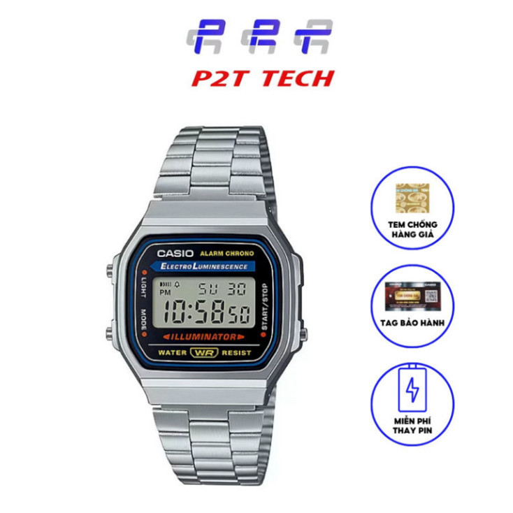 Đồng hồ nam Casio A168 thời trang cổ điển và lịch sự,đồng hồ casio điện tử chống nước, dây thép ...