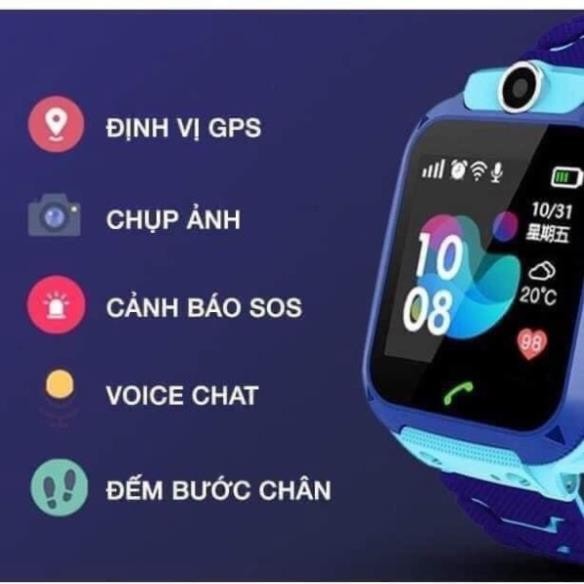 Đồng Hồ Thông Minh Trẻ Em Q12 Lắp Sim Nghe Gọi 2 Chiều,Nhắn Tin, Định Vị LBS, Chống Nước IP67 ...